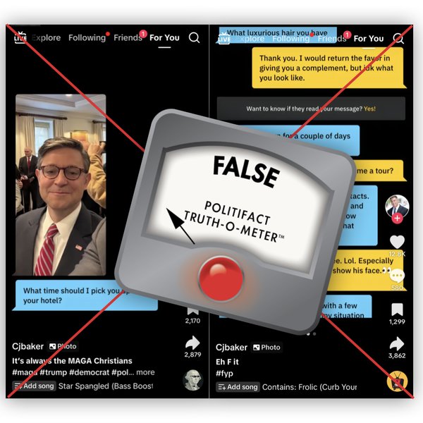 PolitiFact | There’s no evidence that Speaker Mike Johnson is messaging ...