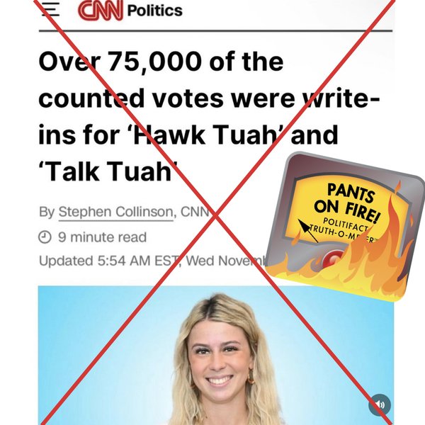PolitiFact | No, CNN didn’t report that 75,000 voters wrote in ‘Hawk ...