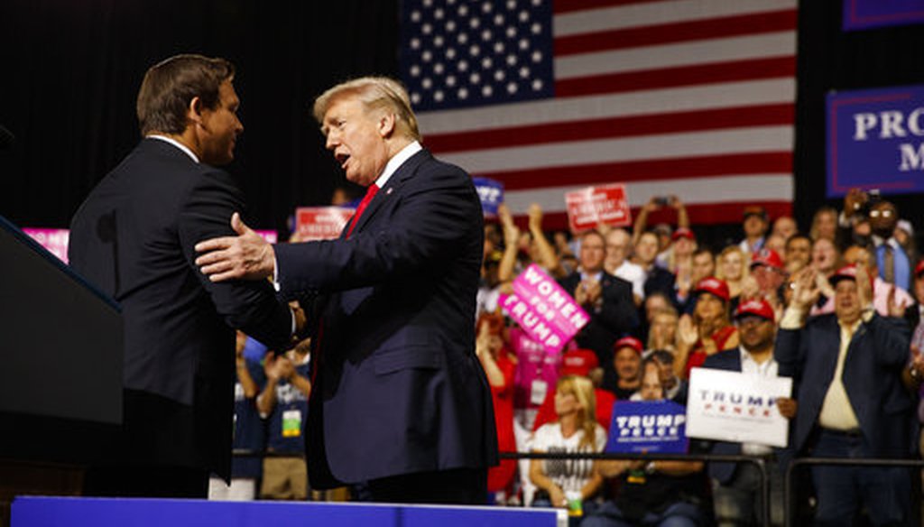 PolitiFact | Fact-checking Donald Trump's rally in Tampa with Ron DeSantis